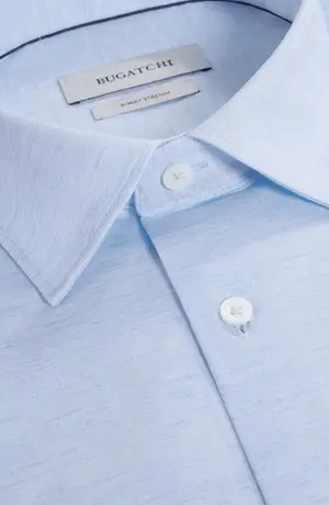Bugatchi Miles Ooohcotton® Space Dye Short Sleeve Button-up Shirt - Ice