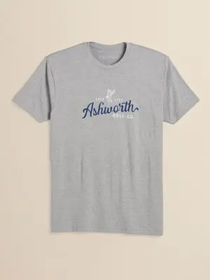 ASHWORTH GOLF Ashworth Script Tee - Heather Grey W/navy White