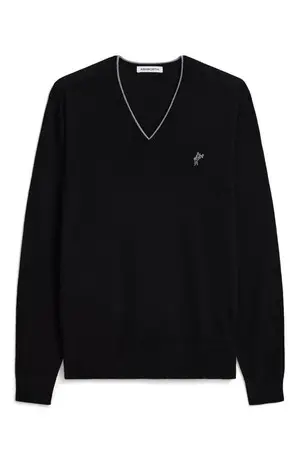 ASHWORTH GOLF Extrafine Merino Tipped V-neck - Black