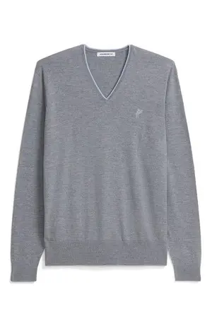 ASHWORTH GOLF Extrafine Merino Tipped V-neck - Silver