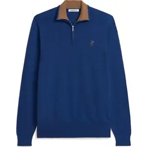 ASHWORTH GOLF Extrafine Merino Quarter Zip Pullover - Ocean