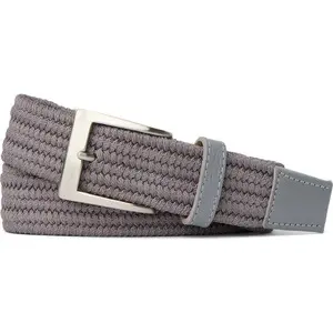 ASHWORTH GOLF Solid Stretch Belt With Leather Tips Grey