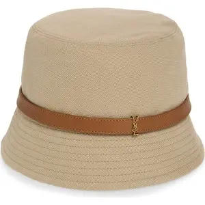 Saint Laurent Linen & Cotton Canvas Bucket Hat - Beige/light Brown