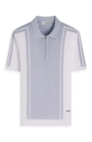 Bugatchi Quarter Zip Polo Sweater - Platinum