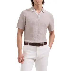 Bugatchi Waffle Stitch Polo Sweater - Limestone