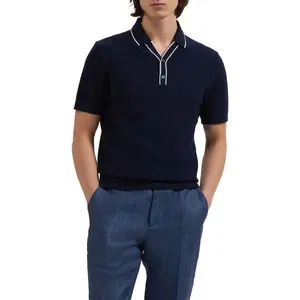 Bugatchi Waffle Stitch Polo Sweater - Navy