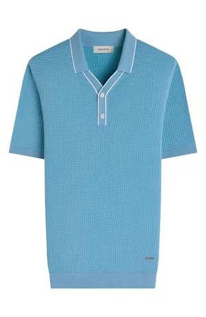Bugatchi Waffle Stitch Polo Sweater - Teal