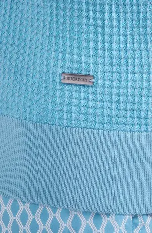 Bugatchi Waffle Stitch Polo Sweater - Teal