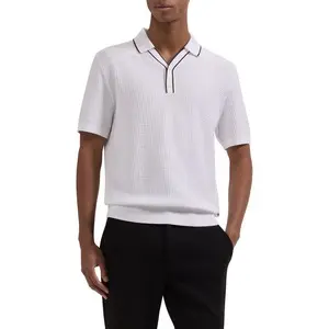 Bugatchi Waffle Stitch Polo Sweater - White
