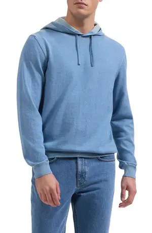 Bugatchi Cotton Knit Hoodie - Peacock