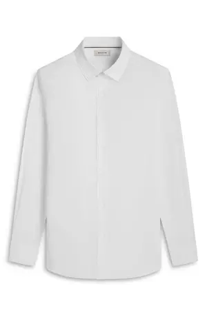 Bugatchi Julian Shaped Fit Stretch Cotton Button-up Shirt - White