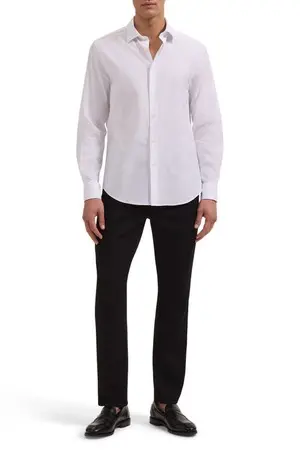 Bugatchi Julian Shaped Fit Stretch Cotton Button-up Shirt - White