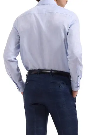 Bugatchi Axel Shaped Fit Floral Jacquard Button-up Shirt - Sky