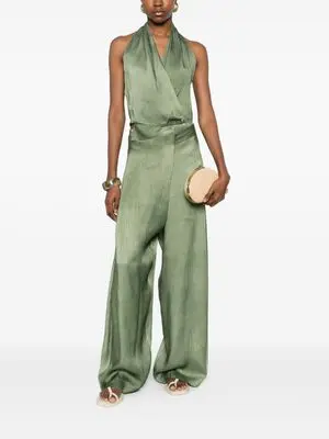 CORTANA Elea Linen And Cotton Trousers - Green