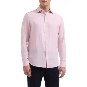 Bugatchi Axel Trim Fit Solid Cotton Blend Button-up Shirt Dusty Pink