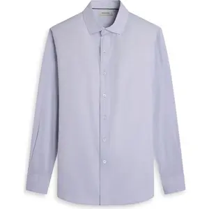 Bugatchi Axel Trim Fit Solid Cotton Blend Button-up Shirt - Platinum