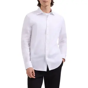 Bugatchi Axel Trim Fit Solid Cotton Blend Button-up Shirt White