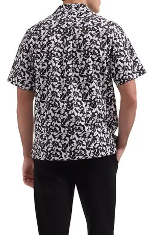 Bugatchi Jackson Print Camp Shirt - Black