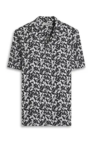 Bugatchi Jackson Print Camp Shirt - Black