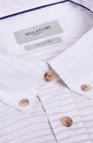 Bugatchi Austin Shaped Fit Gradient Stripe Linen Button-down Shirt
