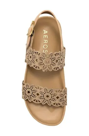 Aerosoles Lily Perforated Slingback Sandals - Beige Bisque Perf Fx Nubuck
