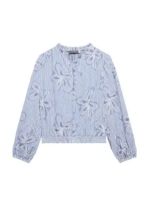 Mint Velvet Striped Embroidered Floral Blouse