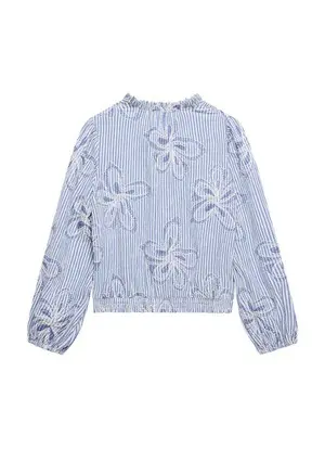 Mint Velvet Striped Embroidered Floral Blouse
