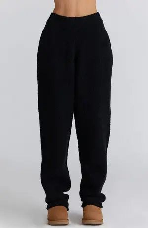 House Of Cb Geena Bouclè Knit Pants - Black