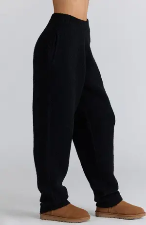 House Of Cb Bouclè Knit Tapered Pants - Black