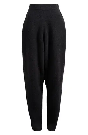House Of Cb Bouclè Knit Tapered Pants - Black