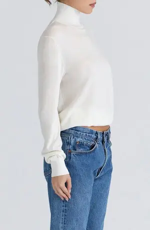 House Of Cb Silk And Wool Blend Mock Neck Sweater