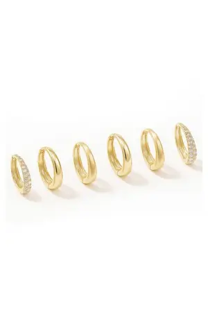 LA MENO Set Of 3 Daily Luxe Hoop Earrings - Gold