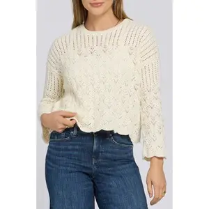 NYDJ Pointelle Cotton Blend Sweater - Ivory