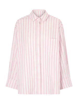 Faithfull The Brand Angelo Oversized Striped Cotton-poplin Shirt - Pink