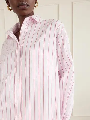 Faithfull The Brand Angelo Oversized Striped Cotton-poplin Shirt - Pink