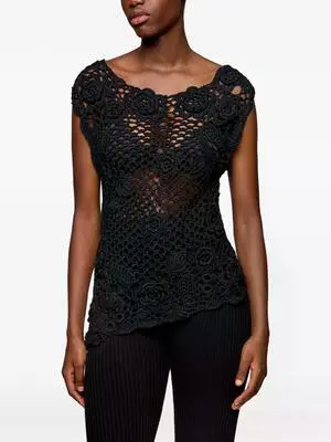 GANNI Crochet Floral Knit Top