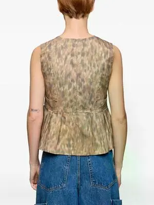 GANNI V-neck Sleeveless Pleated Blouse