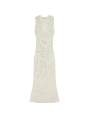 GANNI Floral Crocheted Midi Dress - Neutrals