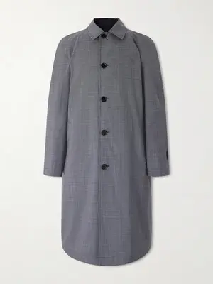 Burberry Prince Of Wales Checked Virgin Wool Car Coat - Gray