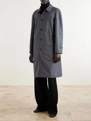 Burberry Prince Of Wales Checked Virgin Wool Car Coat - Gray