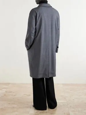 Burberry Prince Of Wales Checked Virgin Wool Car Coat - Gray