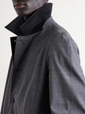 Burberry Prince Of Wales Checked Virgin Wool Car Coat - Gray