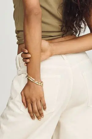 Anthropologie Beaded Chicklet Stretch Bracelet - Lime