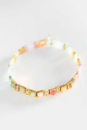 Anthropologie Beaded Chicklet Stretch Bracelet - Multi