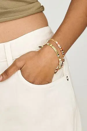 Anthropologie Beaded Chicklet Stretch Bracelet Orange