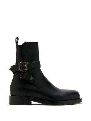 Burberry Leather Jodphur Boots With B Buckle Strap