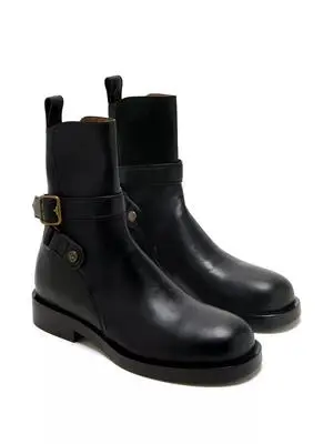 Burberry Leather Jodphur Boots With B Buckle Strap