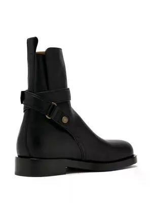 Burberry Leather Jodphur Boots With B Buckle Strap