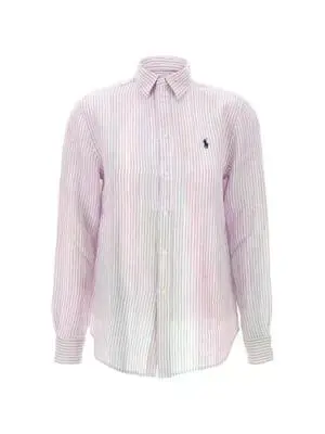 Polo Ralph Lauren Striped Linen Long-sleeve Shirt - Pink