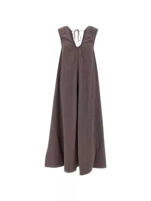 Faithfull The Brand Striped Open Back A-line Dress - Brown